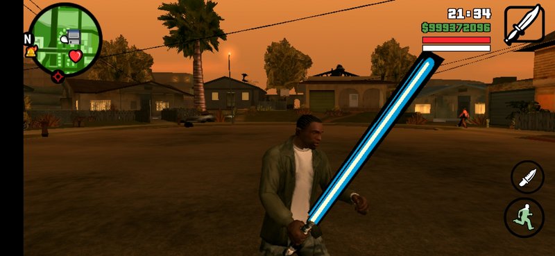 GTA San Andreas LightSaber Blue Color Android/IOS Mod - MobileGTA.net